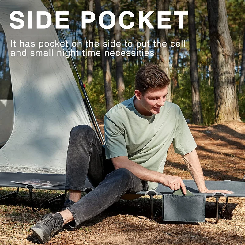 WOQI Compact Camping Cot Portable Folding Lightweight Bed Easy Set Up ...